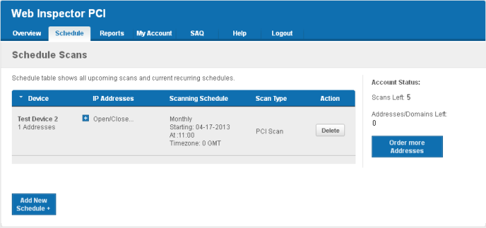 Scheduled Scans, Vulnerability Management, PCI scan | COMODO Web Inspector